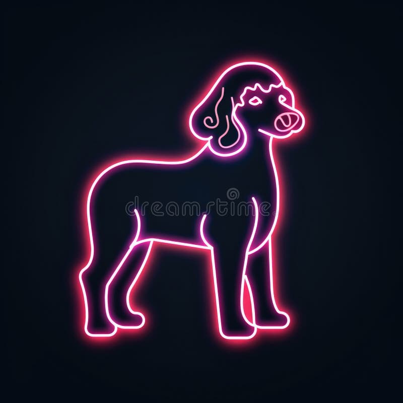 Poodle. Neon Outline Icon with a Light Effect Stock Illustration ...