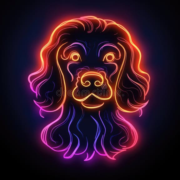 Poodle. Neon Outline Icon with a Light Effect Stock Illustration ...