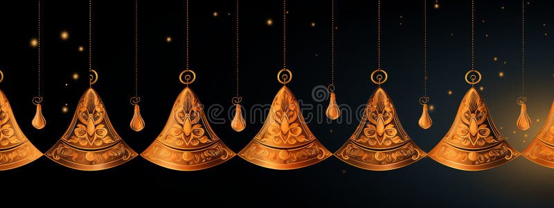 Pooja Bell Diwali Border Frame Stock Illustration - Illustration of ...