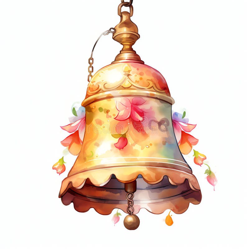 Pooja Bell Diwali Watercolor Illustration Stock Illustration ...