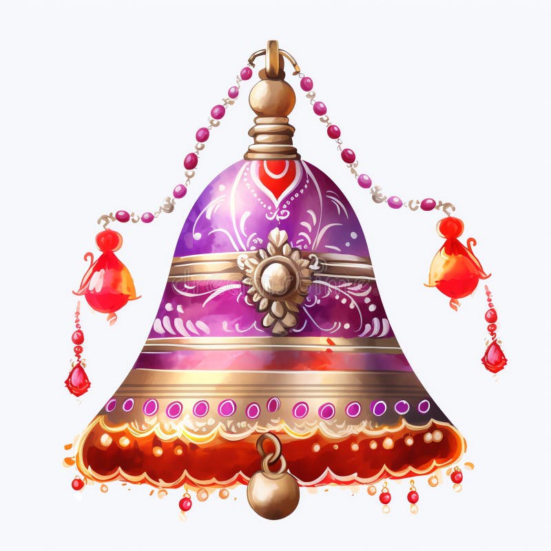 Pooja Bell Diwali Watercolor Illustration Stock Illustration ...