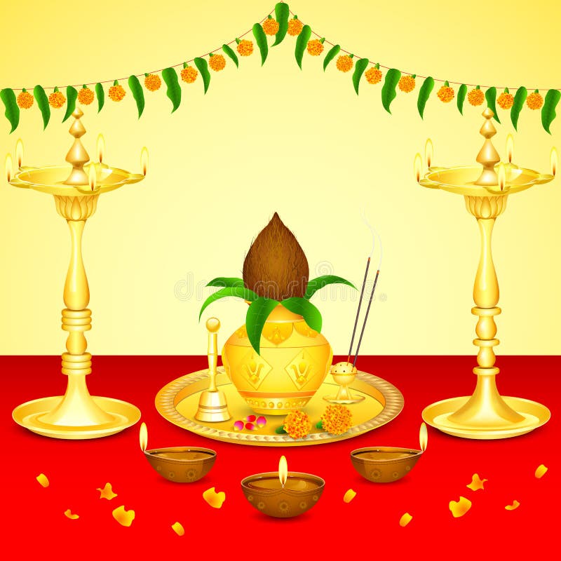 Pooja Kalash stock vector. Illustration of kalash, diwali - 32933046