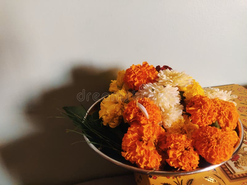 Pooja Thali Decoration of Flowers Stock Photo - Image of album ...
