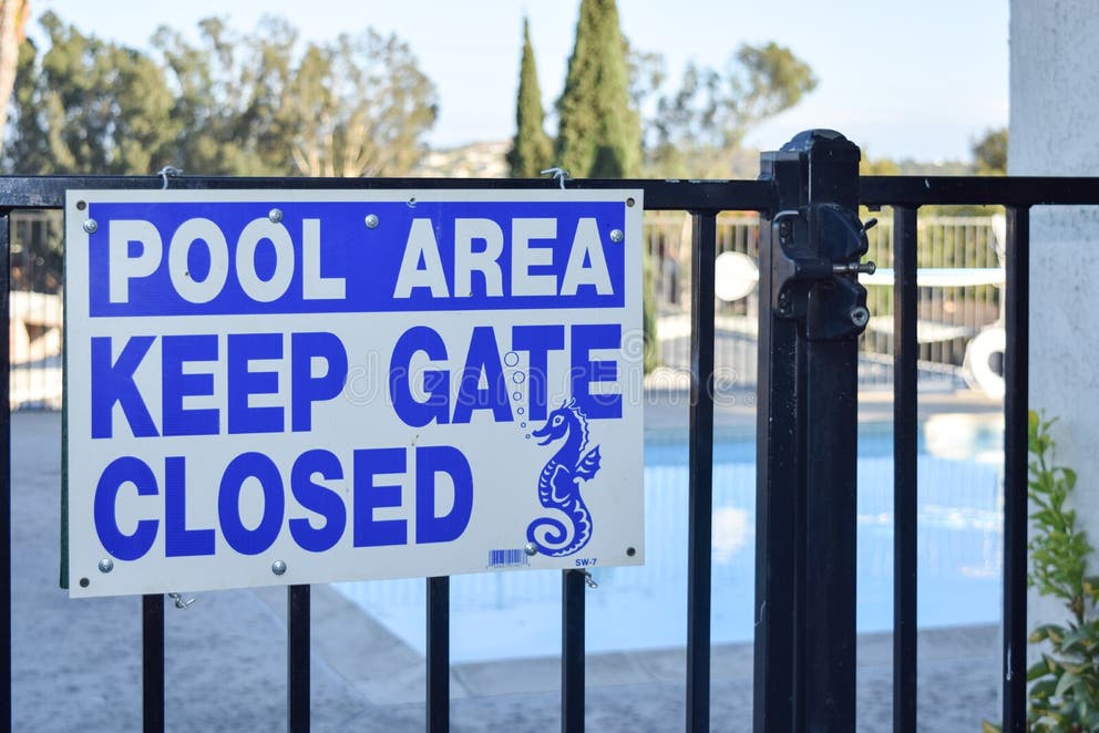Pool Area Sign stock photo. Image of area, blue, fence - 47011290
