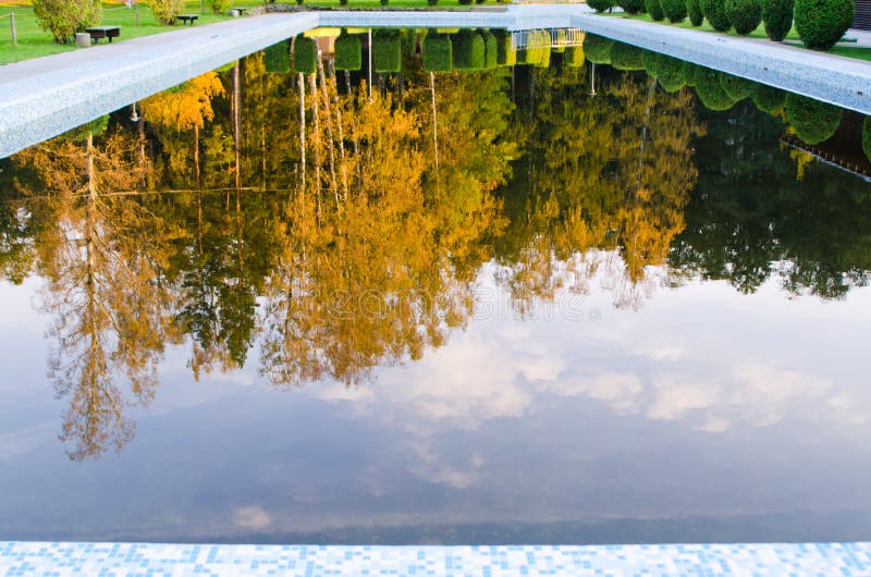 Pool during autumn time stock image. Image of background - 27017589