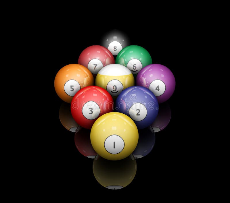 Man with 8 Ball and Pool Cue Stock Illustration - Illustration of ball ...