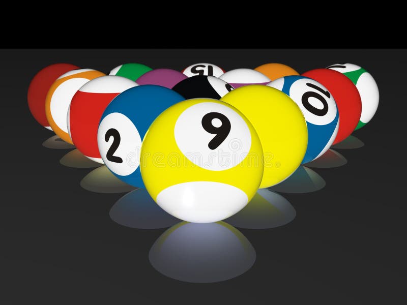 Pool Balls Triangle with Ground Reflection Stock Illustration ...