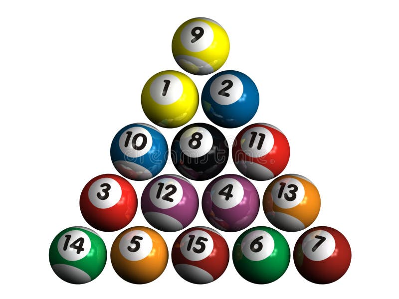 Pool Balls Triangle with Ground Reflection Stock Illustration ...