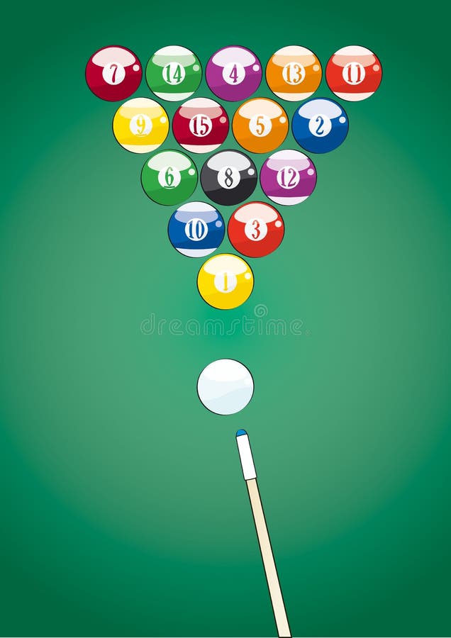 Pool Balls Triangle with Ground Reflection Stock Illustration ...