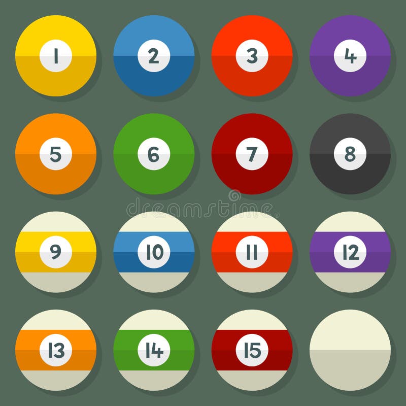 Pool Balls 1-15 in a Flat Vector Style Stock Vector - Illustration of ...