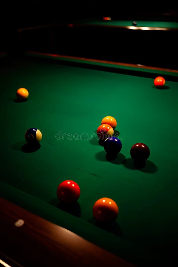 Scattered Billiard Balls on Green Felt: Awaiting the Next Move. Stock ...