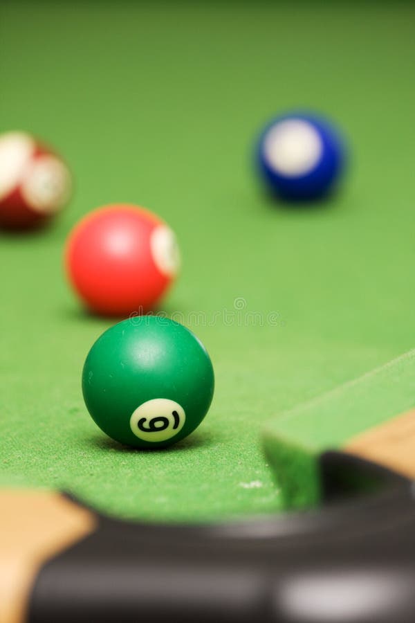 Billiard Balls Arranged on a Green Pool Table Stock Image - Image of ...