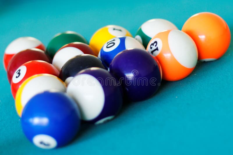 Pool Balls Racked in Triangle Stock Image - Image of table, balls: 51768061