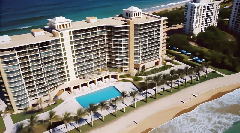 Luxury Resort with a Pool, Beach, Ocean View, and Palm Trees. the ...