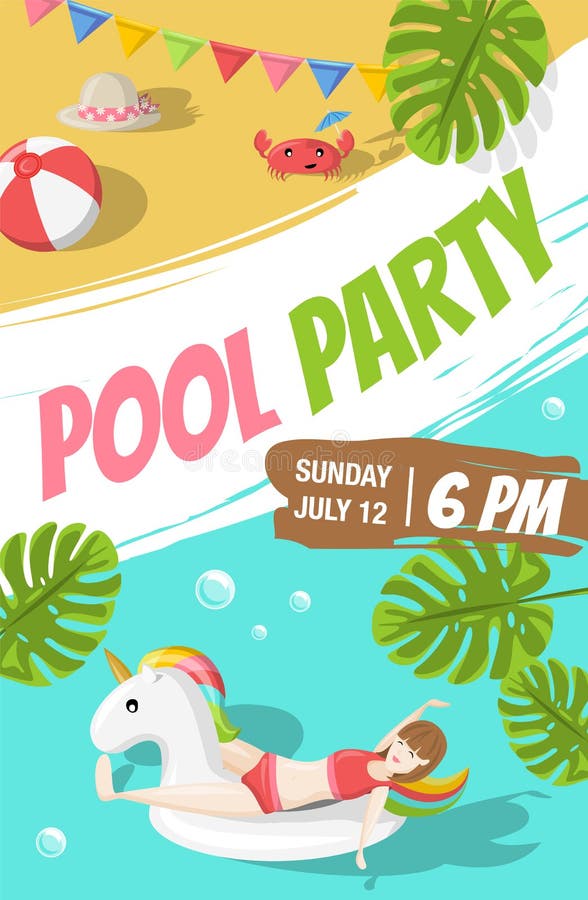 Pool Beach Party Flyer Poster Vector Template Stock Vector ...