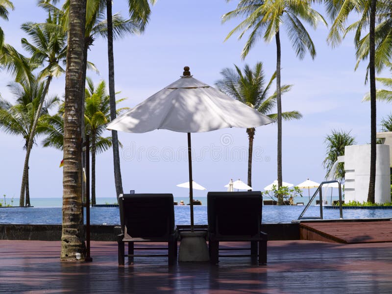 Pool at the Beach in a Sunny Morning Stock Image - Image of chair ...