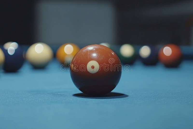 Generative Ai, Pool of Billiard Balls on Blue Table Stock Illustration ...