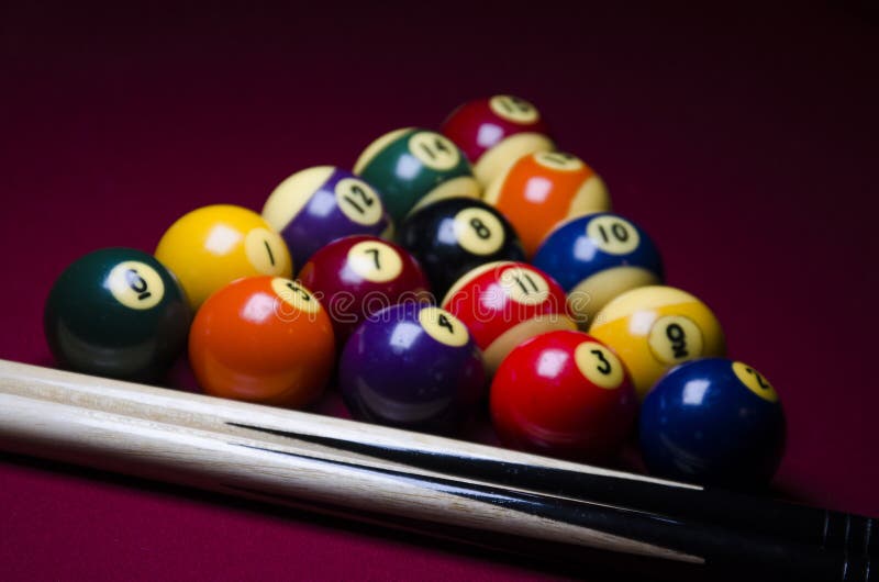 Pool Billiard Balls on Red Felt Table Stock Image - Image of felt ...
