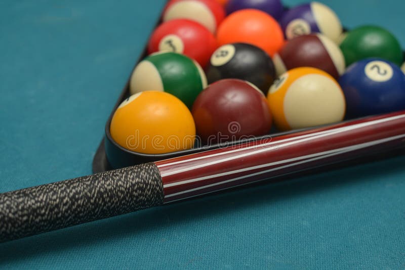 Pool stick on a pool table stock image. Image of shadow - 527411