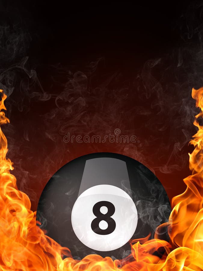 Flaming Billiards Eight Ball Vector Cartoon Burning with Fire Flames ...