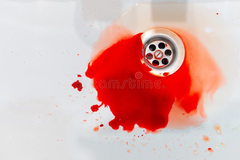 Pool of Blood in Sink. Background Concept of Killing Injury or Bleeding ...