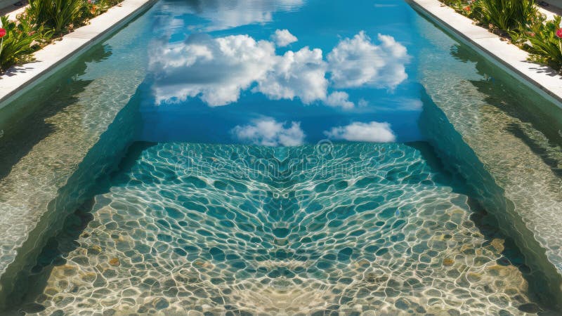 A Pool with a Blue Sky and Clouds in the Background, AI Stock Photo ...