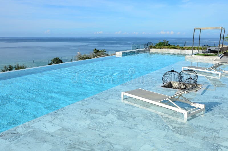 Pool with blue sky stock image. Image of ocean, exercise - 65174163