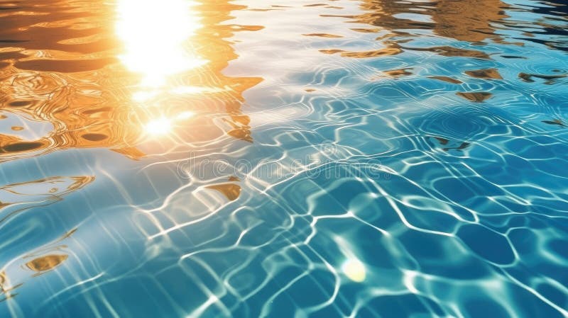 Pool Blue Transparent Clear Water Surface Background with Sunlight ...