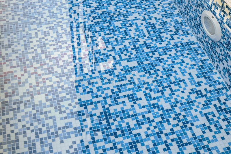 Pool Bottom with Mounted Underwater Light on the Pool Wall Stock Image ...