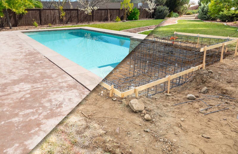 Before and after Pool Build Construction Site Stock Photo - Image of build, construction: 139004048