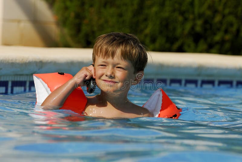 Pool Phone Call stock photo. Image of communications, pool - 1251914