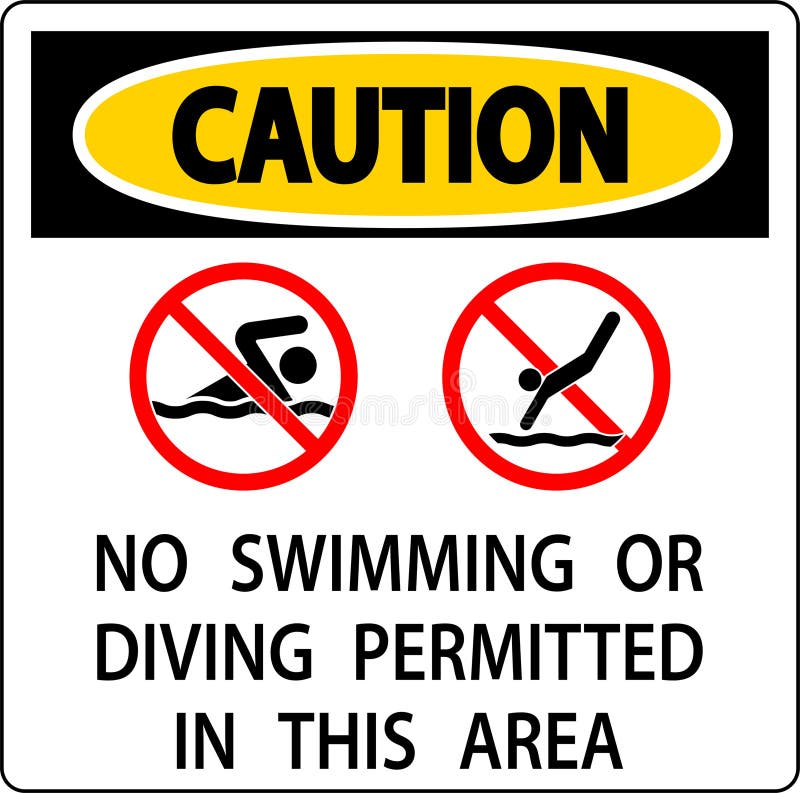 Pool Caution Sign No Swimming or Diving Permitted in this Area Stock ...