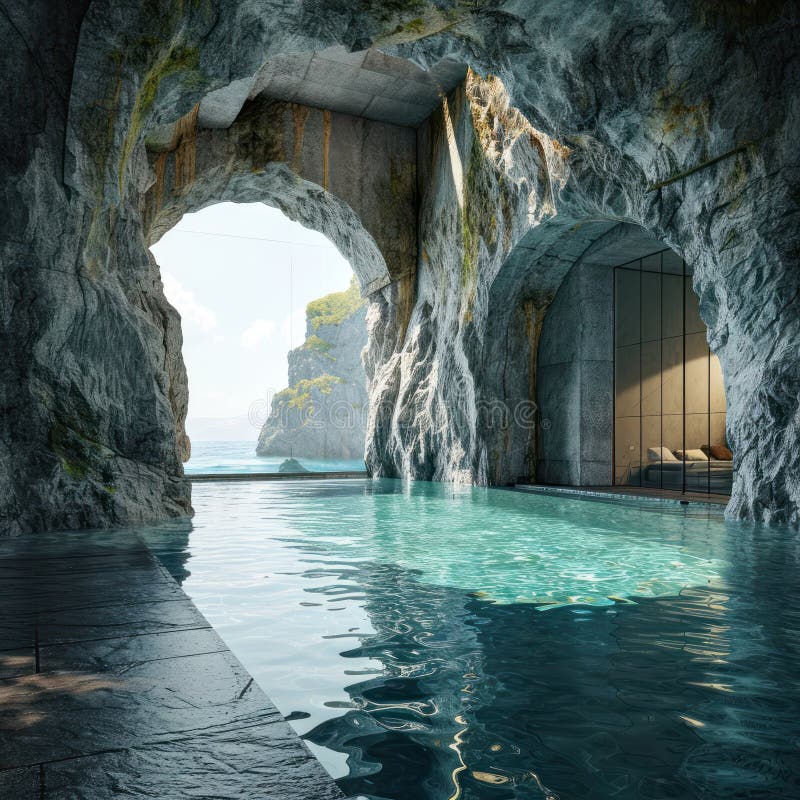 A pool in a cave stock illustration. Illustration of nature - 302382847