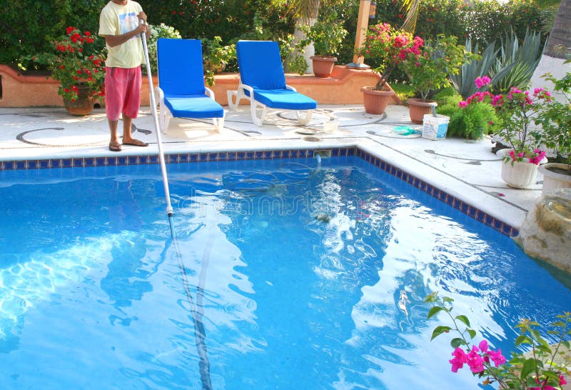 Pool cleaner stock photo. Image of patio, janitor, pole - 4723702