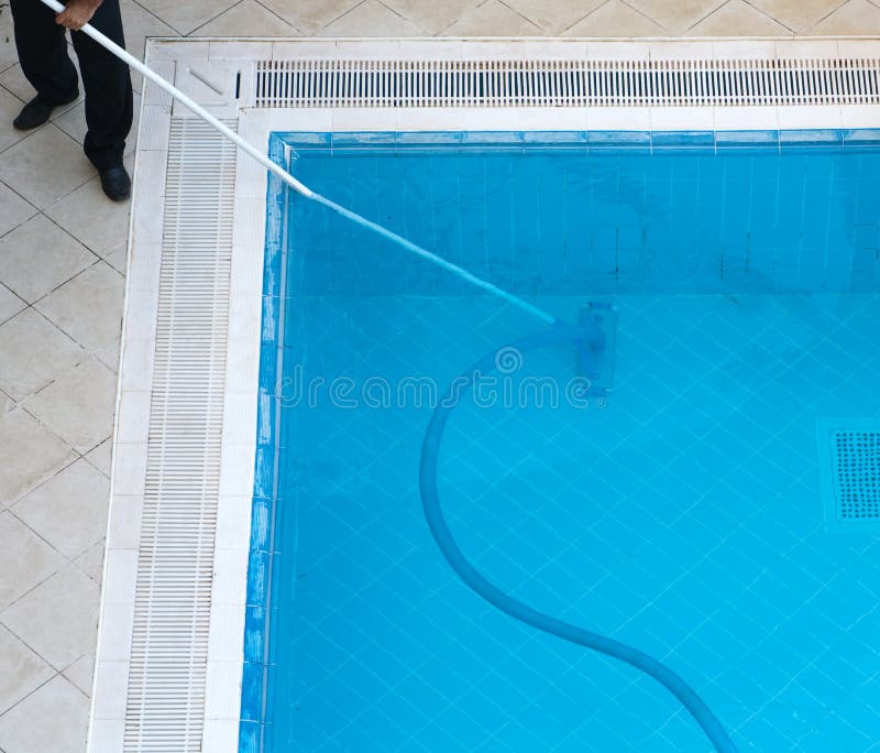 Pool cleaning stock photo. Image of color, swimming, hose - 15782874