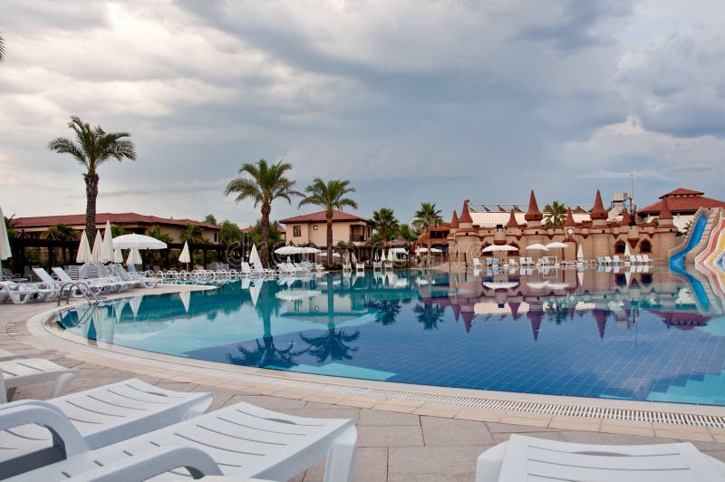 Pool on cloudy day, Turkey stock photo. Image of season - 26852848