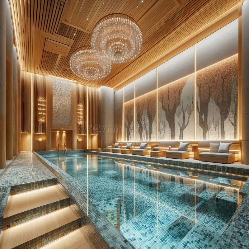 Pool Cold Plunge Pool with Mosaic Tile Flooring Designed for Rap Stock ...