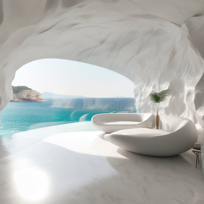 Pool Created Inside a Cave. Modern House Design in Wavy Shape ...