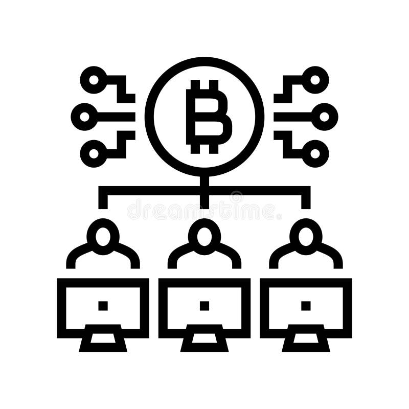 Pool Cryptocurrency Mining Line Icon Vector Illustration Stock ...