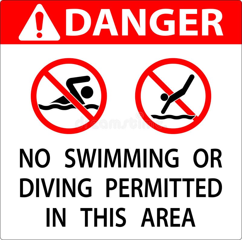Pool Danger Sign No Swimming or Diving Permitted in this Area Stock ...