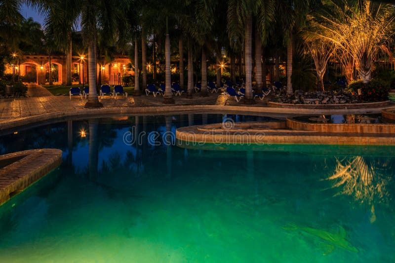 A Pool with a Dark Blue Water and a Lot of Trees Around it Stock Photo ...