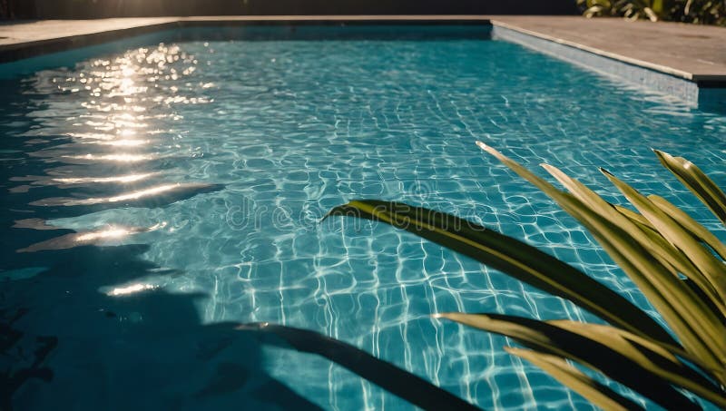 The Pool is Filled with Clear Water and the Sun is Shining on it Stock ...