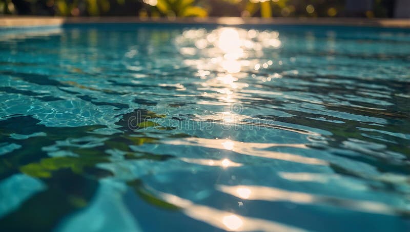The Pool is Filled with Clear Water and the Sun is Shining on it Stock ...