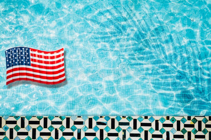 Pool Float, Ring Floating in a Refreshing Blue Swimming Pool with Palm ...