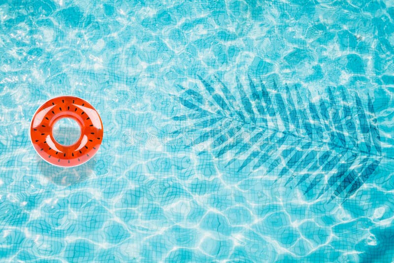 Pool Float, Ring Floating in a Refreshing Blue Swimming Pool with Palm ...
