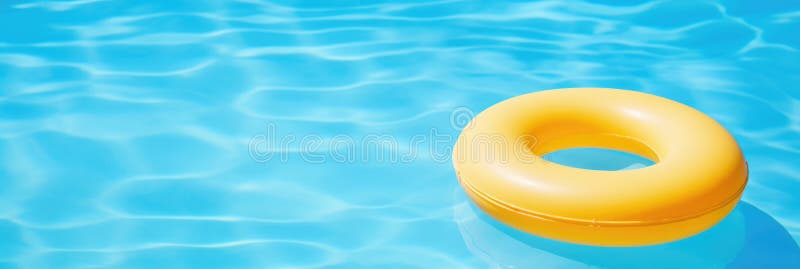 Pool Float in a Swimming Pool a Yellow Pool Float Ring Floating in a ...