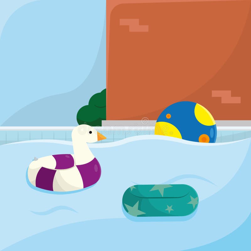 Pool Floats and Beach Ball. Vector Stock Illustration - Illustration of ...