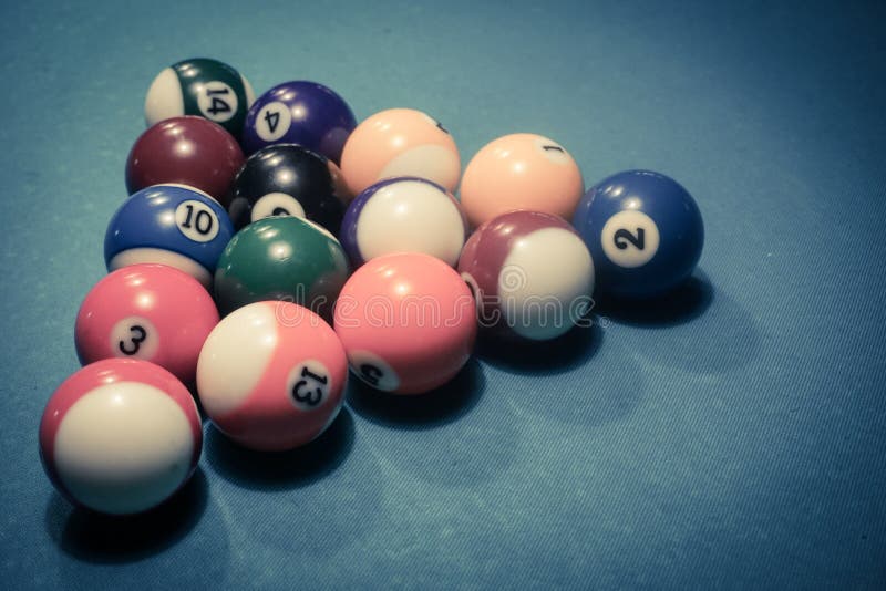 Pool Game - Balls in Triangular Shape on a Table Stock Photo - Image of ...