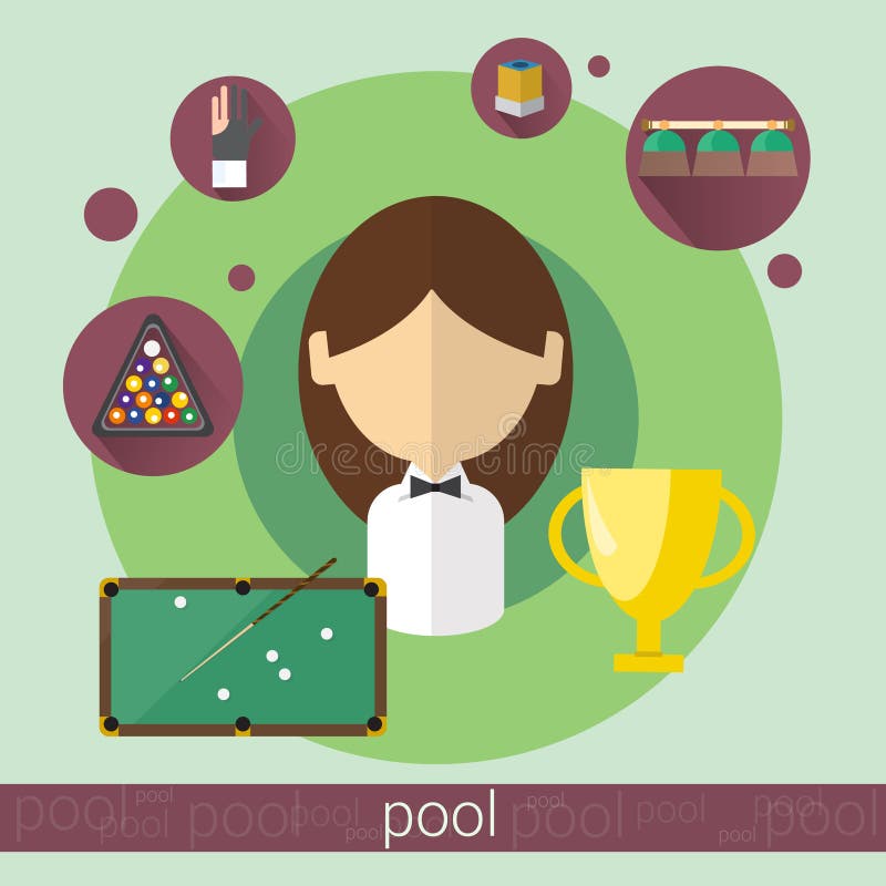 Pool Game Player Young Girl Billiards Icon Stock Vector - Illustration ...