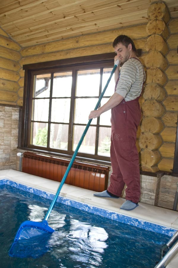 Pool Boy stock image. Image of class, swim, fence, working - 993985